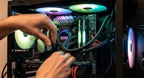 Assembling Computer Components Hands Working On Hardware Stock Image Image Of Wire Desktop