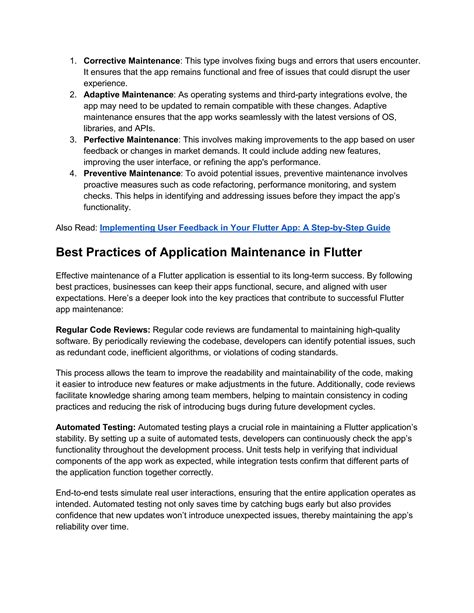 Guide To Flutter App Maintenance Importance Types And Top Practicespdf
