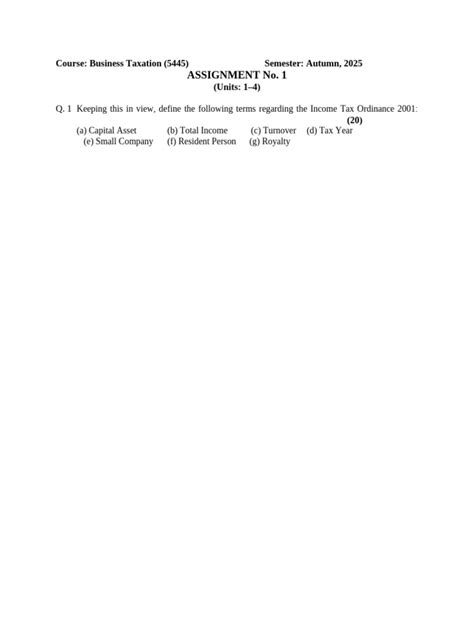 Business Taxation Assignment 1 Guide Pdf