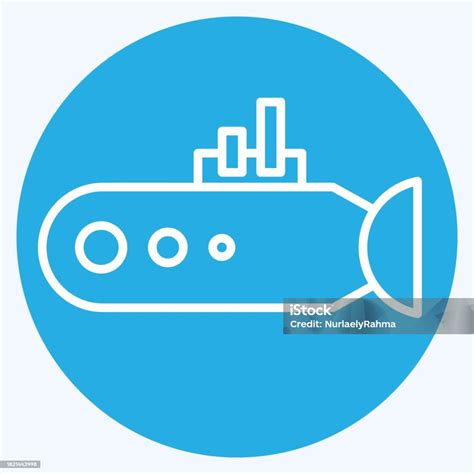 아이콘 잠수함 바다 기호와 관련이 있습니다 파란 눈 스타일 심플한 디자인 편집 가능 간단한 일러스트레이션 곡선에 대한 스톡 벡터