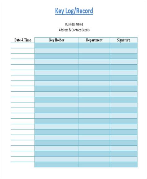 Key Log Templates 11 Free Printable Word And Excel Formats Samples Examples Sign Out Sheet