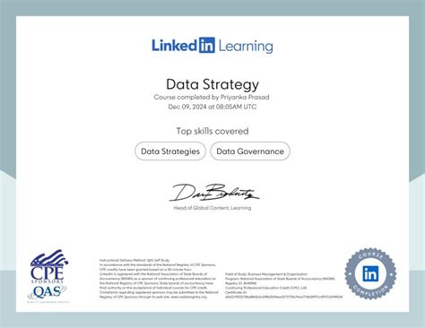 Priyanka Prasad On Linkedin Thrilled To Share That Ive Completed The Data Strategy Course On