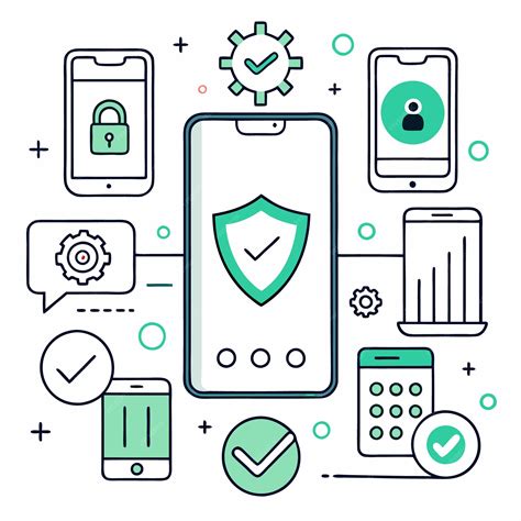 Illustration Of A Smartphone With A Shield Checkmarks And Other Security Icons Premium Ai