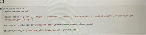 Solved 7 Answers To C 3 Import Pandas As Pd Column Names