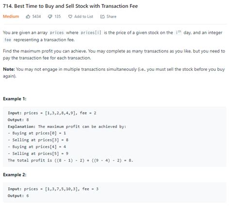 Daily Leetcode Challenge 714 Best Time To Buy And Sell Stock With Transaction Fee