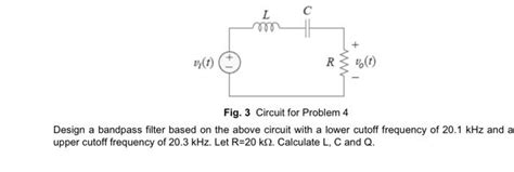 Solved Fig Circuit For Problem Design A Bandpass Filter Chegg