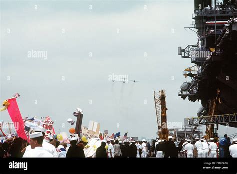 A Flight Of Four A 6e Intruder Aircraft Approaches The Aircraft Carrier