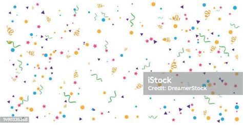 많은 사람들이 떨어지는 화려한 기하학적 색종이와 리본이 흰색 배경에 분리되어 있다 축하 배너입니다 벡터 그림 개체 그룹에 대한 스톡 벡터 아트 및 기타 이미지 Istock