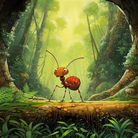 Premium Ai Image A Painting Of A Ant On A Forest Path