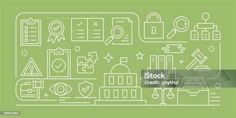 컴플라이언스 관련 벡터 배너 디자인 컨셉 아이콘이 있는 모던 라인 스타일 자료실에 대한 스톡 벡터 아트 및 기타 이미지 자료실 동조 복종 Istock