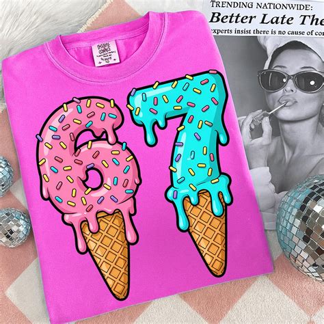 Six Seven Ice Cream Drip Sports Meme Png Funny 67 Number Png Cool