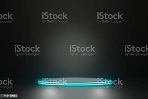 어두운 3d 렌더링에서 검은색과 파란색으로 빛나는 빈 무대 장면 프로모션 제품을 위한 연단 플랫폼 0명에 대한 스톡 사진 및 기타 이미지 Istock