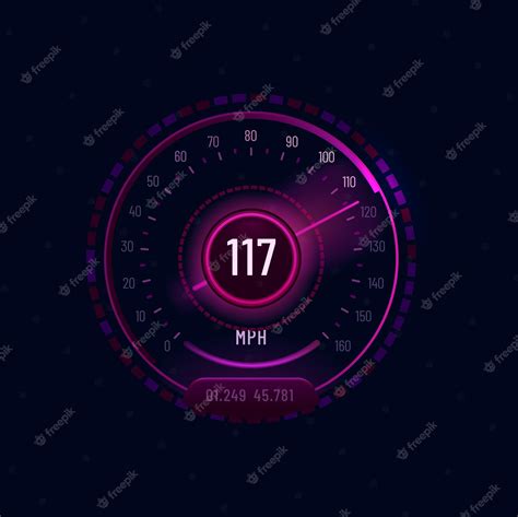 현대 자동차 미래형 속도계 게이지 네온 다이얼 프리미엄 벡터