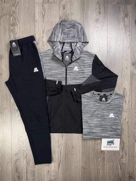 Montirex 3 Piece Trail Windrunner Tracksuit Black Grey Gradient