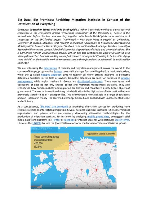 Pdf Big Data Big Promises Revisiting Migration Statistics In Context Of The Datafication Of