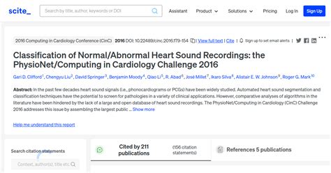 Classification Of Normalabnormal Heart Sound Recordings The Physionetcomputing In Cardiology