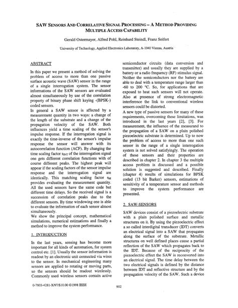 Pdf Saw Sensors And Correlative Signal Processing A Method Providing