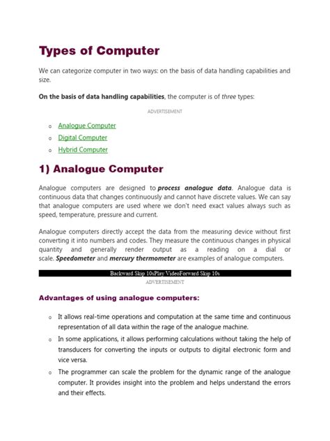 Types Of Computer Pdf Microprocessor Central Processing Unit