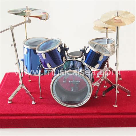 Miniature Blue Drum Set Ornament And Mini Musical Instrument Miniature Musical Instruments Gift