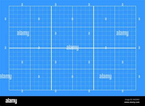 White Grid On Blue Background Blueprint Design Checkered Blank Template For Cutting Mat