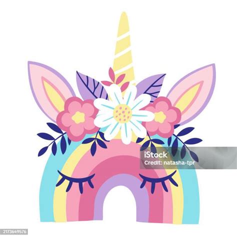 마법의 유니콘 요소가 있는 귀여운 무지개 흰색 배경에 고립 된 벡터 손 그리기 그림 0명에 대한 스톡 벡터 아트 및 기타 이미지 0명 T 셔츠 공주 Istock