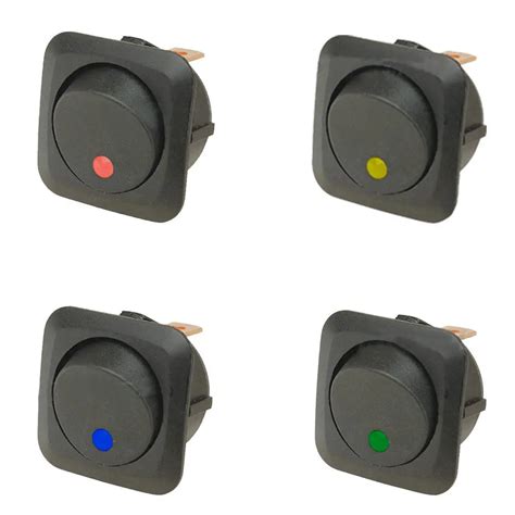 Ee Support 25mm Round Led Light Rocker Toggle Switch 12v 25a Blue Red