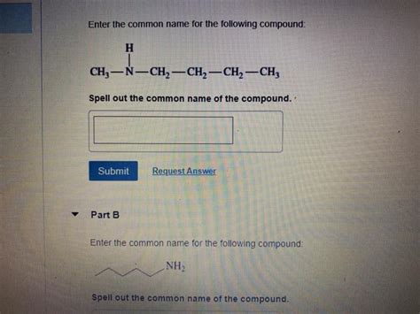Solved Enter The Common Name For The Following Compound н