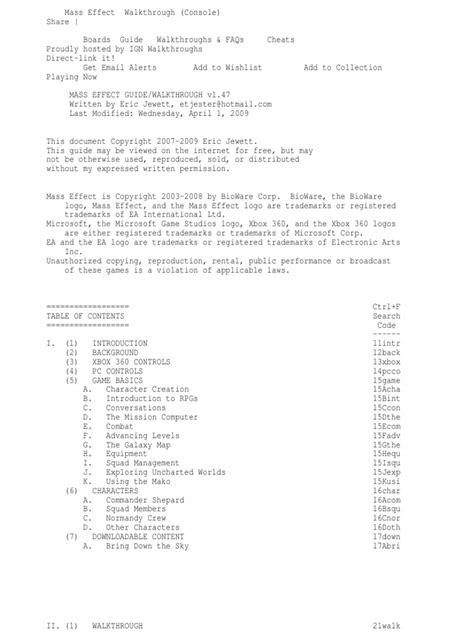 Mass Effect 1 Walkthrough Pdf Armed Conflict Computing And
