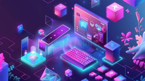 Isometric Landing Page For Video Editing Film Production Computer Software For Movie Montage