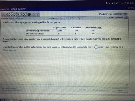 Solved Consider The Following Aggregate Planning Problem For