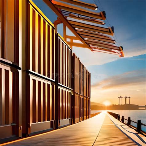 View Of Loading And Unloading Containers In The Maritime Port For
