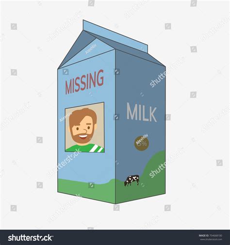 Milk Carton Missing Man Flat Vector Stock Vector Royalty Free