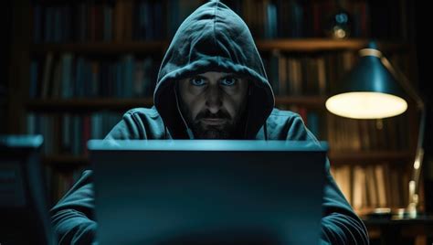 Premium Ai Image Hacker In A Dark Room With A Computer Cybercrime Concept