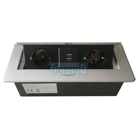 Контакт с Usb за вграждане в плот с капак с бутон алуминий