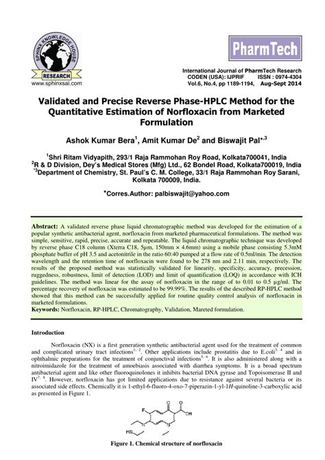 Pdf Validated And Precise Reverse Phase Hplc Method For The Quantitative Estimation Of