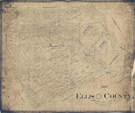 1889 Farm Line Map Of Ellis County Texas Genealogical Surveyor