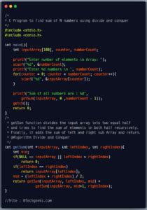 C Program To Find Sum Of Array Elements Using Recursion Btech Geeks
