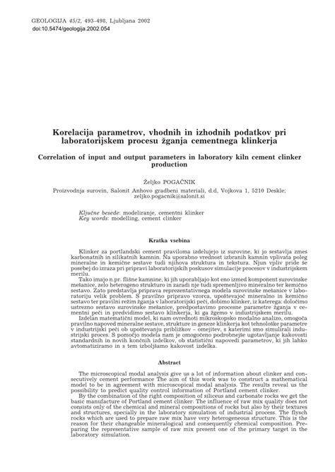 pdf correlation of input and output parameters in laboratory kiln