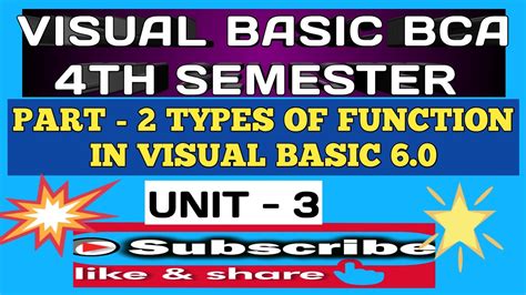 Part 2 Types Of Function In Visual Basic 60 Youtube
