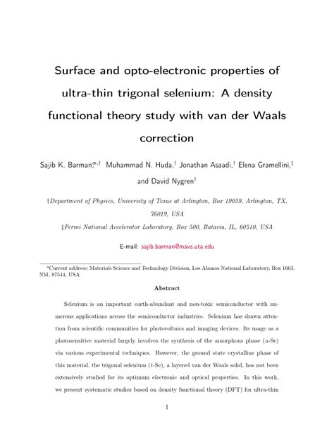 PDF Surface And Optoelectronic Properties Of Ultrathin Trigonal
