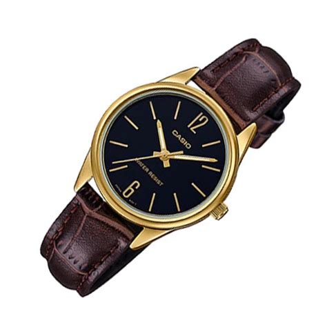 Đồng Hồ Nữ Casio Ltp V005gl 1budf Dây Da Màu Nâu Mặt Kính Khoáng