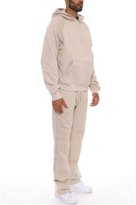 Mens Solid Fleece Flare Stacked Set Idwh2wei000006 Wh2weis