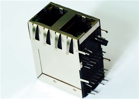 Stacked 2x1 Rj45 Magjack With Led 0845 2g1t S4 Modular Connectors 10 100base T