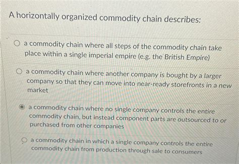 Solved A Horizontally Organized Commodity Chain Describesa