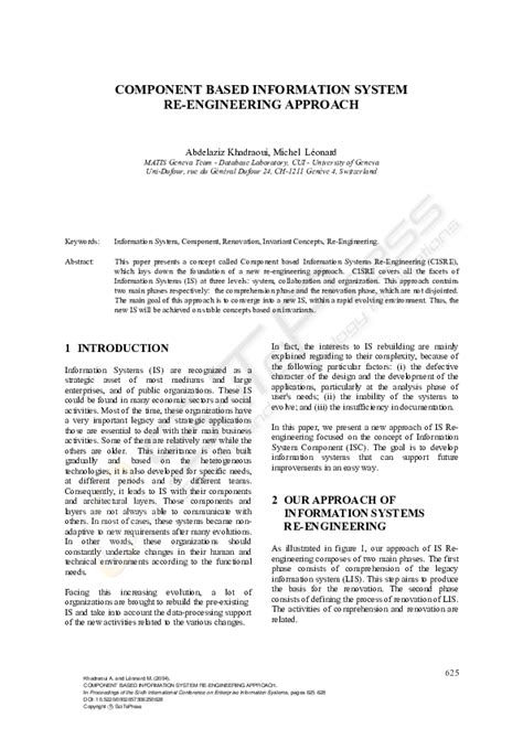 pdf component based information system re engineering approach michel léonard