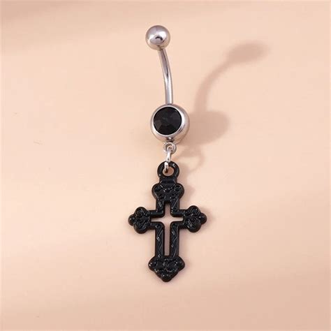 Piercing Do Pupíku S Křížkem V Gotickém Punkovém Stylu Pro ženy