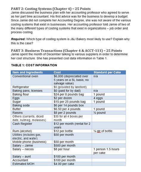 PART Costing Systems Chapter Points Jamie Chegg Com
