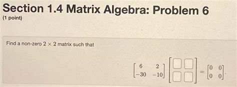Solved Section Matrix Algebra Problem Point Find Chegg Com