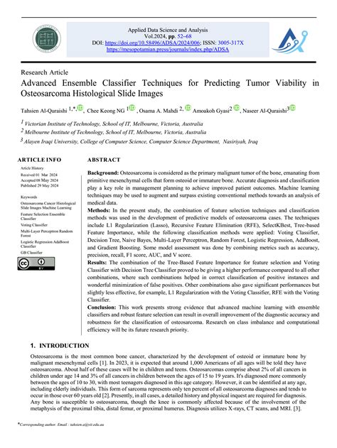 Advanced Ensemble Classifier Techniques For Predicting Tumor Viability In Osteosarcoma