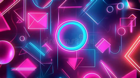 Vibrant Neon Shapes Digital Space Abstract Art Modern Environment Close Up View Visual Concept